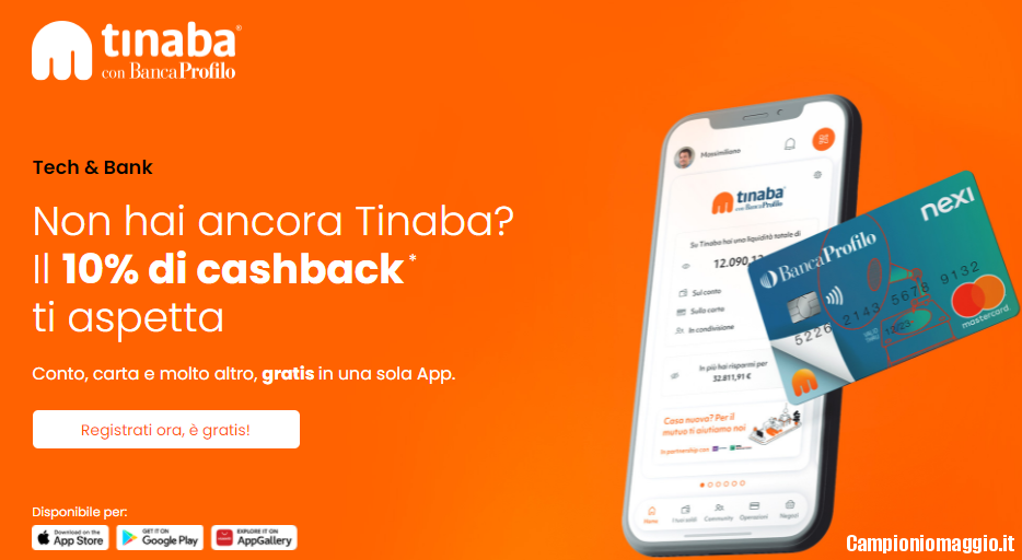 Tinaba. Paga con la carta e ottieni il 10% di cashback suoi tuoi ...